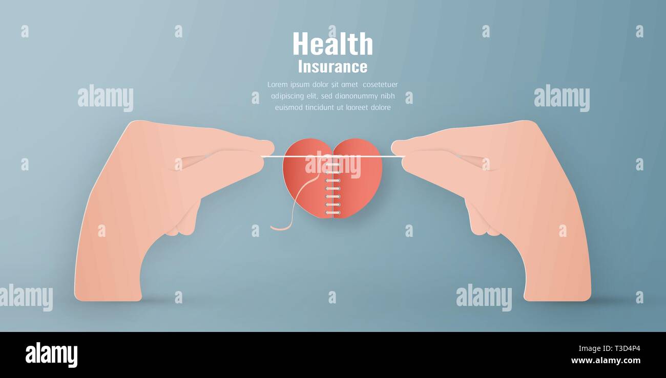 Vector illustration in concept of health insurance. Template design is ...