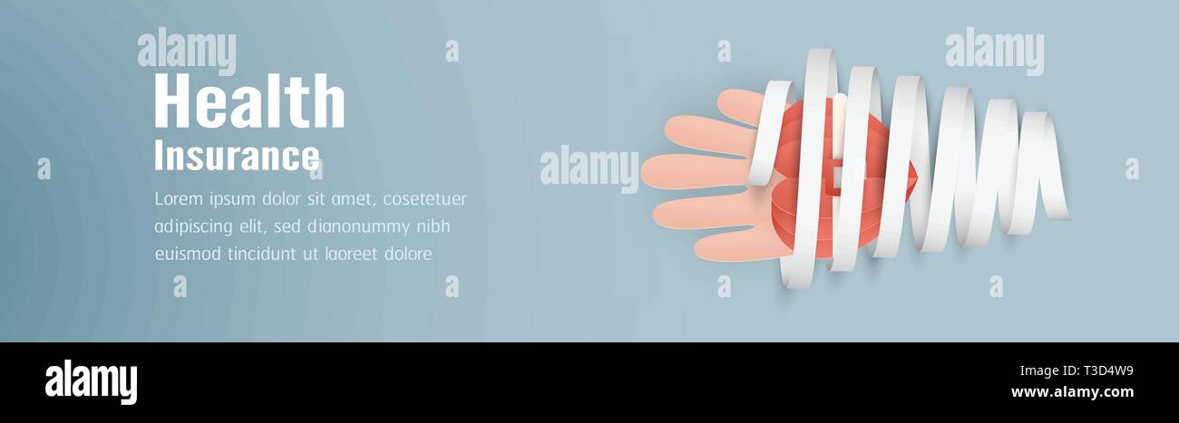 Vector illustration in concept of health insurance. Template design is ...