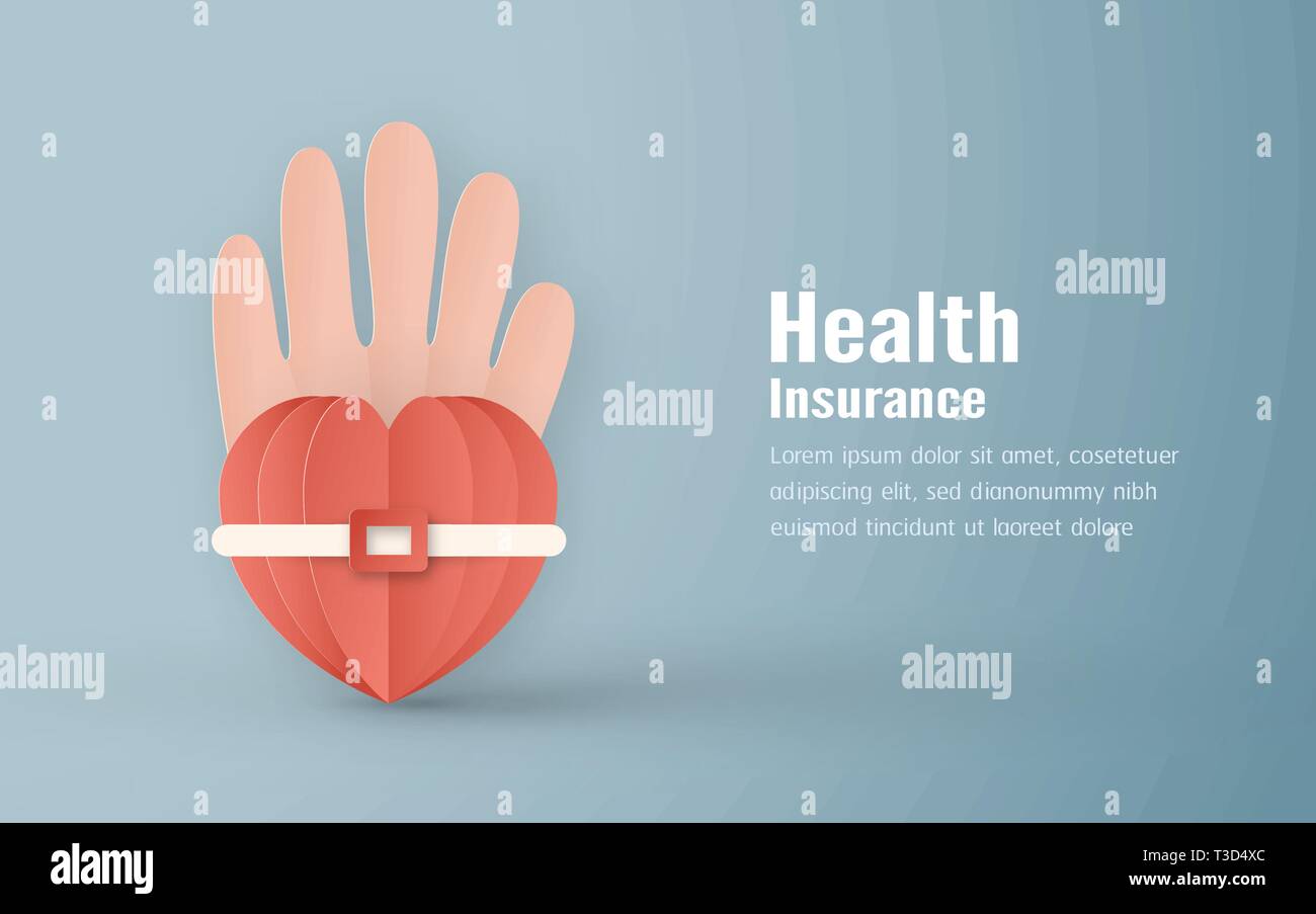 Vector illustration in concept of health insurance. Template design is ...