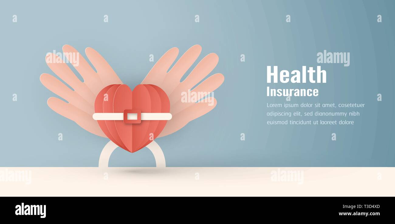 Vector illustration in concept of health insurance. Template design is ...