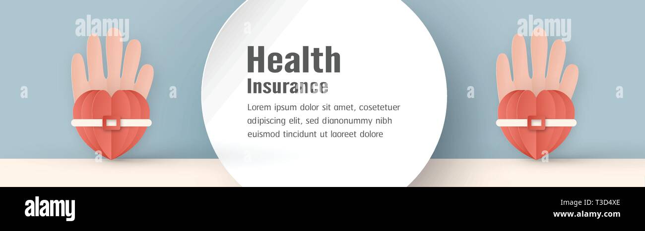 Vector illustration in concept of health insurance. Template design is ...