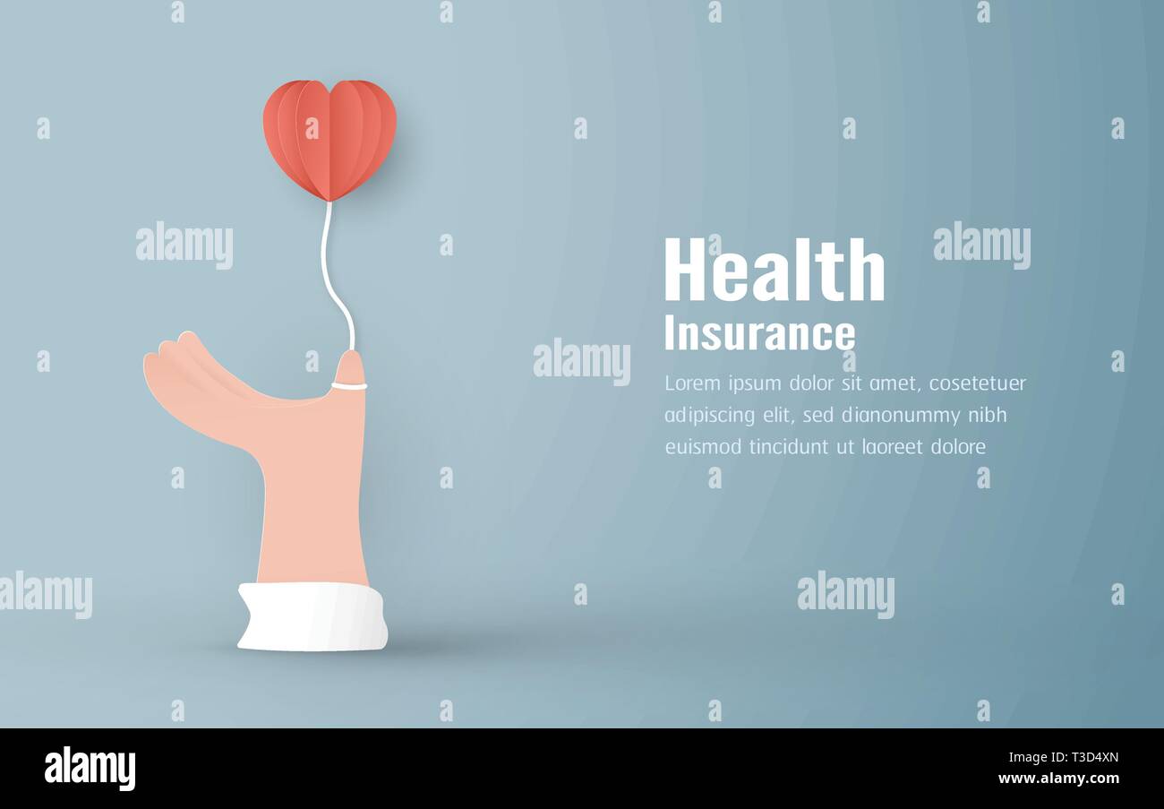 Vector illustration in concept of health insurance. Template design is ...