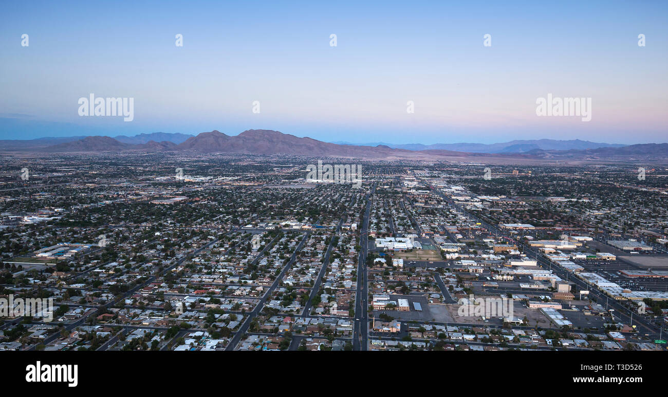LAS VEGAS, NEVADA - APRIL 10, 2015 : aerial view of the city from the ...