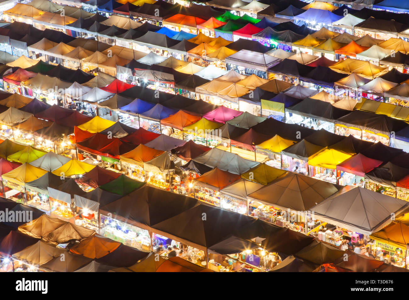 colorful Night Train Market Ratchada, Bangkok, Thailand Stock Photo - Alamy