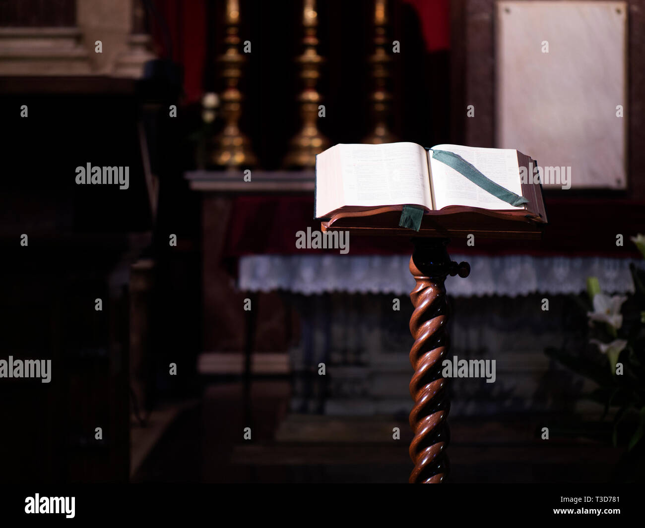 Bible at Catholic church Stock Photo - Alamy