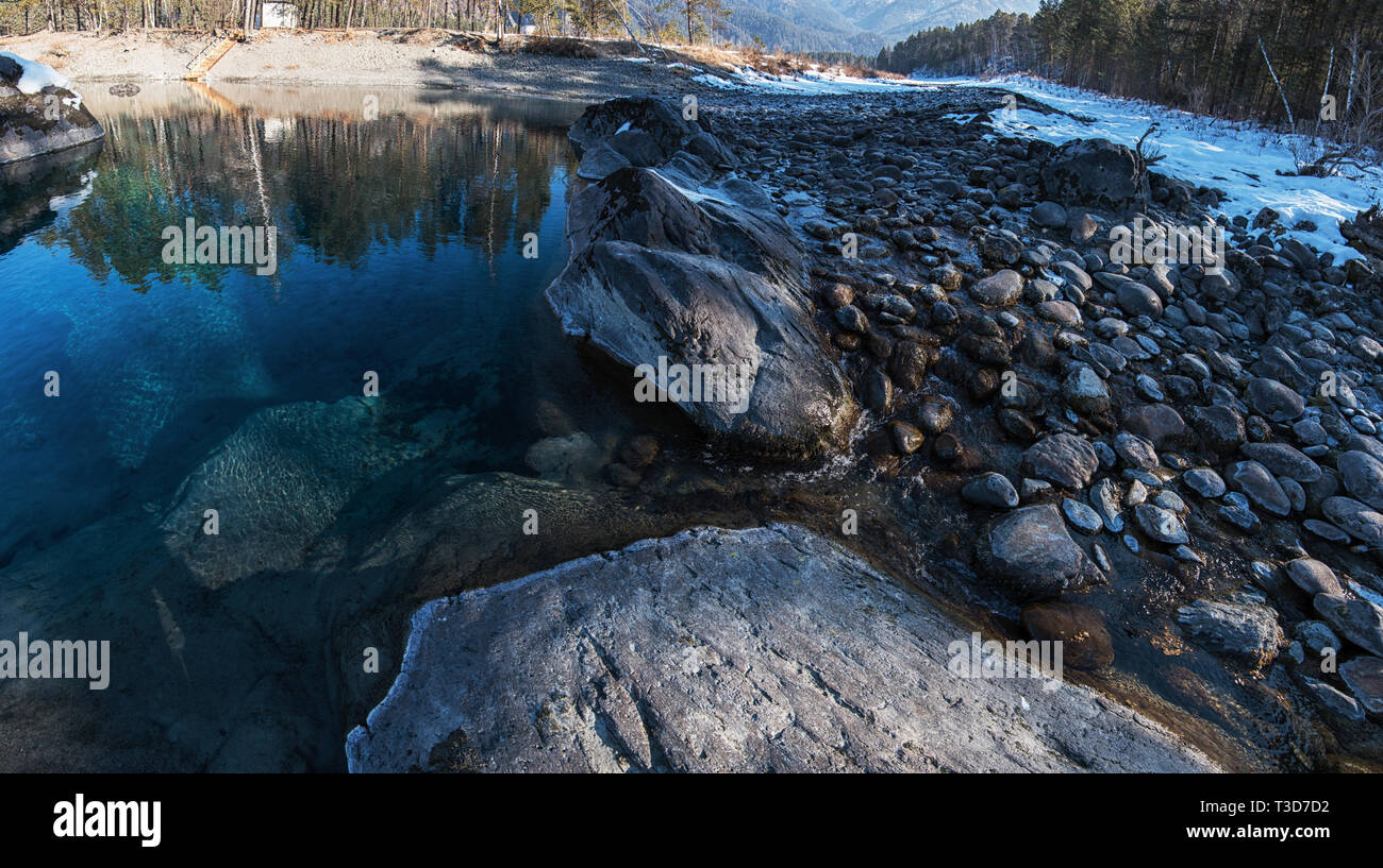 Crystal pure water of blue lake Stock Photo - Alamy