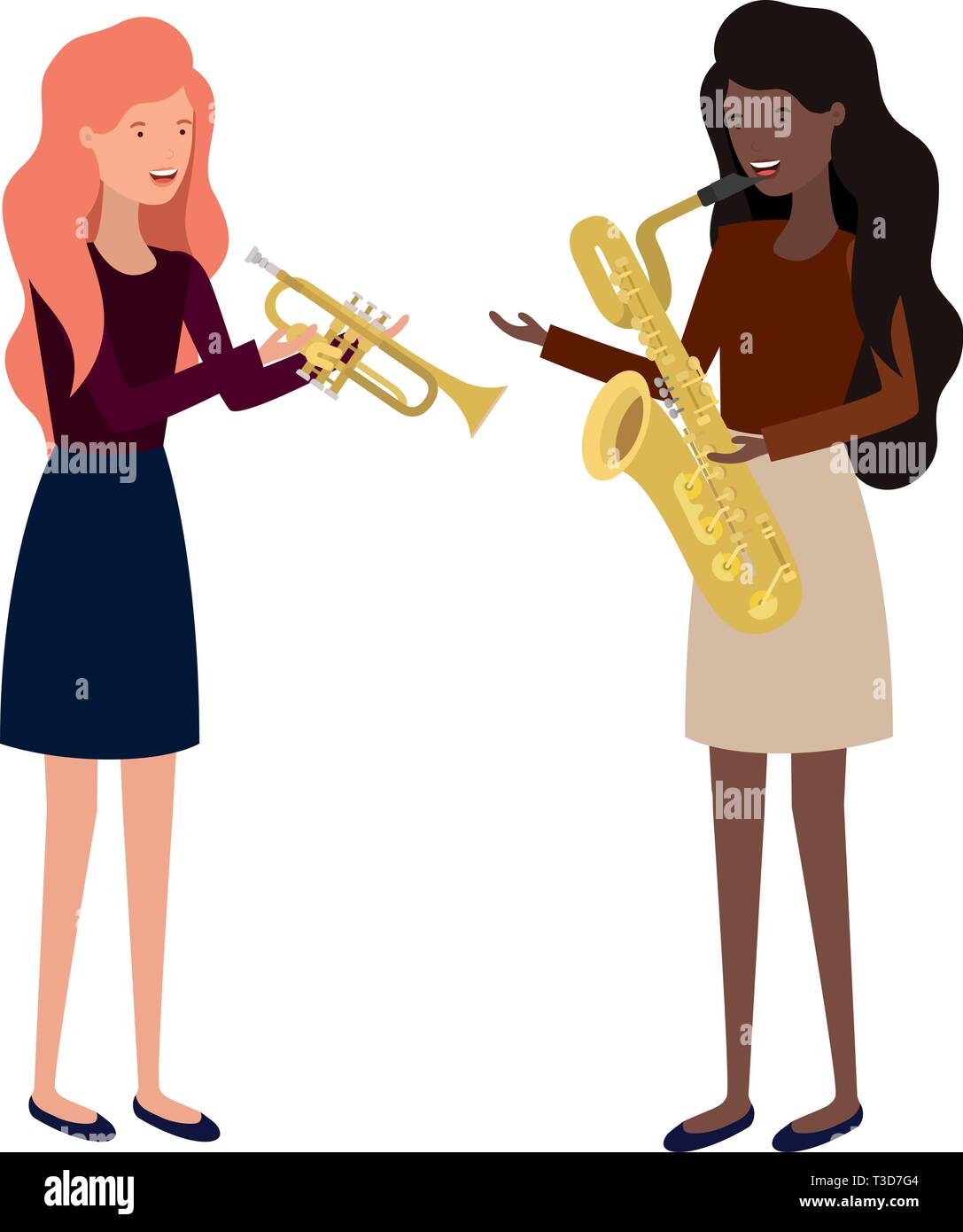 women with musical instruments character Stock Vector Image & Art - Alamy