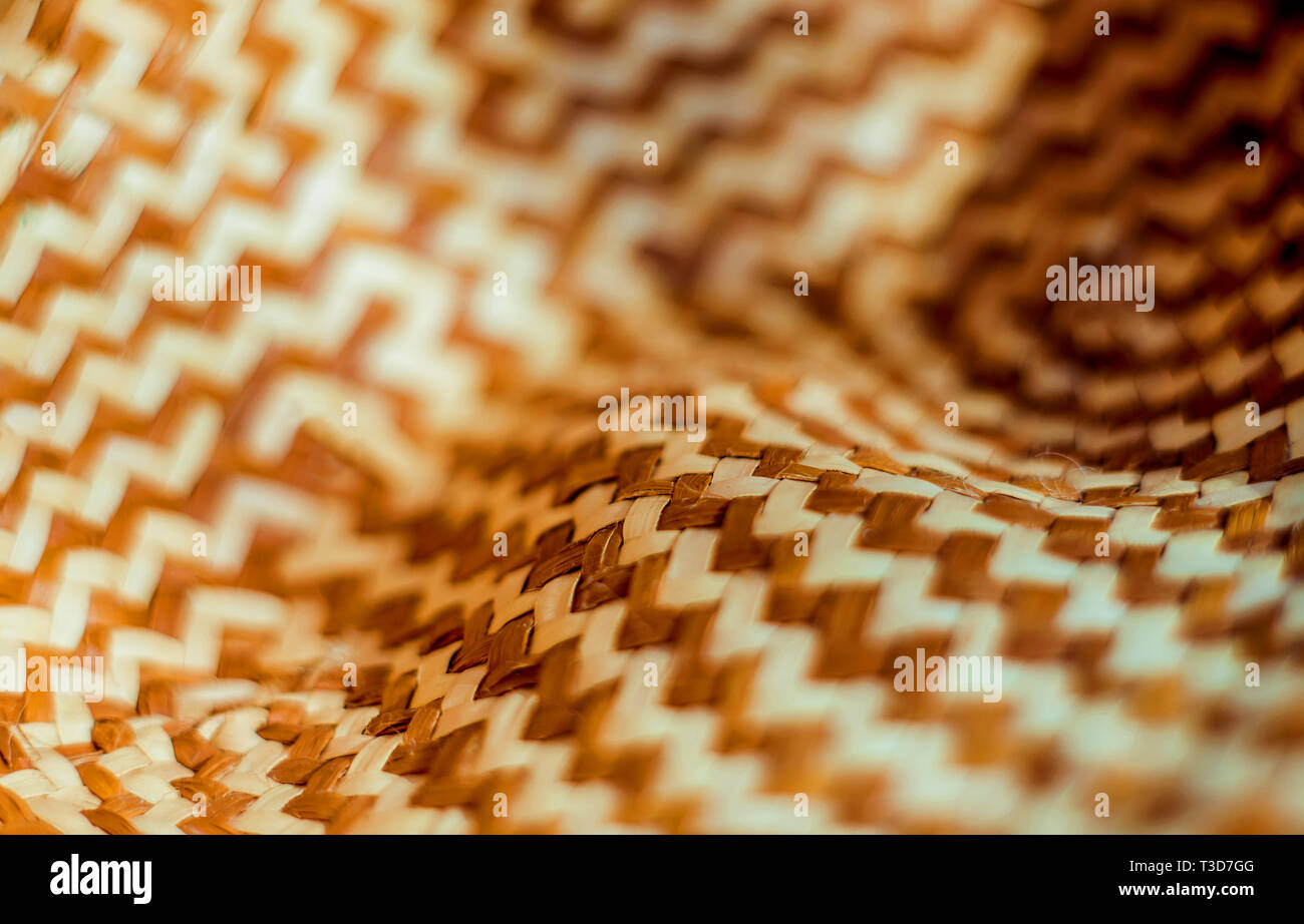 Weaving straws texture. Woven hat with pattern and texture. Close-up ...