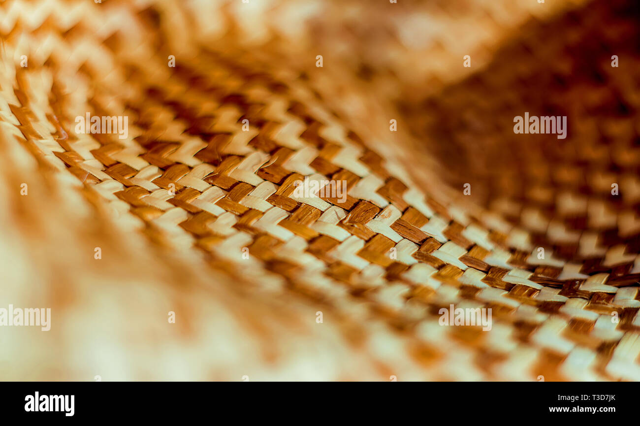 Weaving straws texture. Woven hat with pattern and texture. Close-up ...
