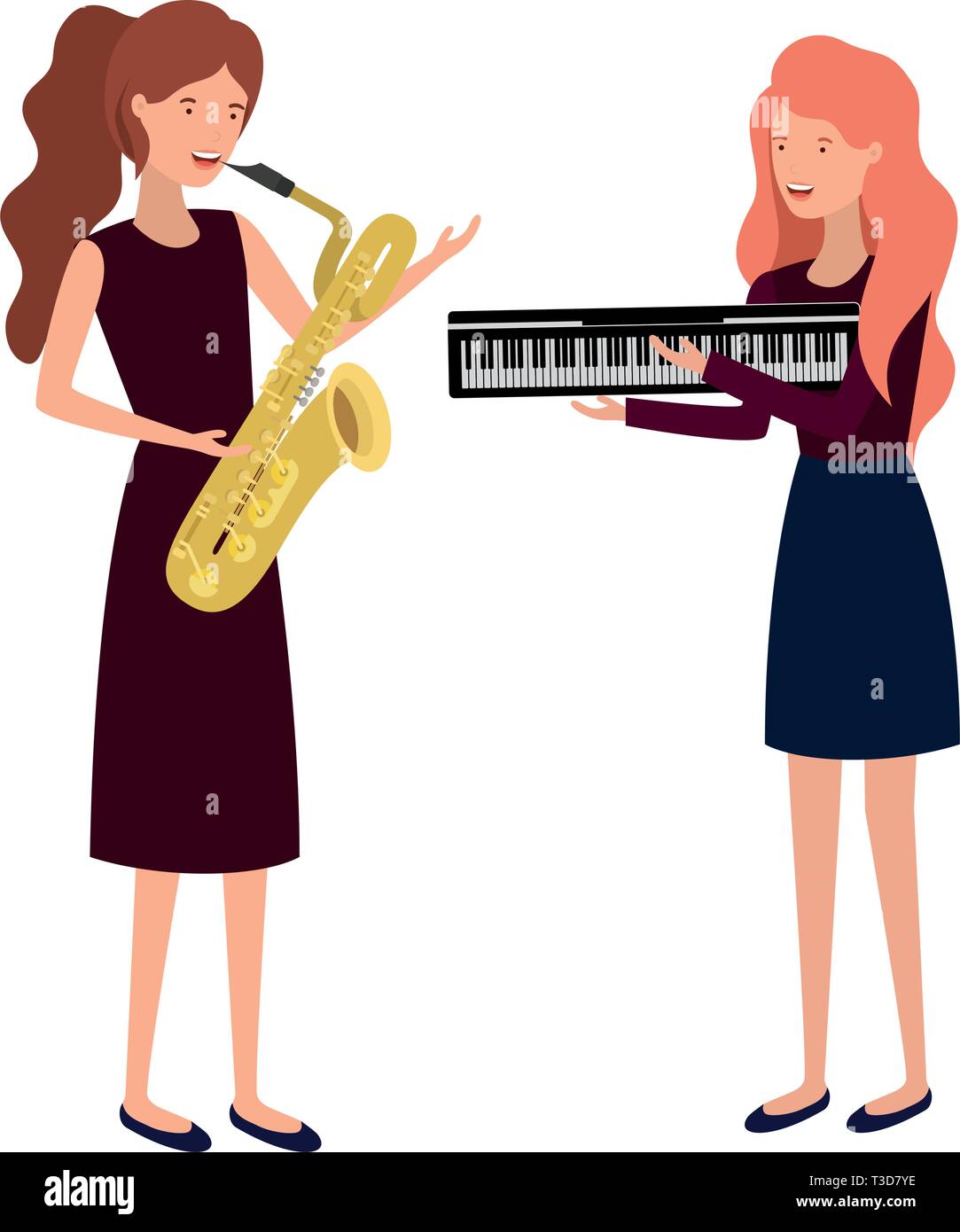 women with musical instruments character Stock Vector Image & Art - Alamy