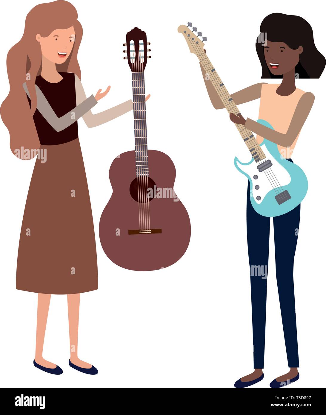 women with musical instruments character Stock Vector Image & Art - Alamy