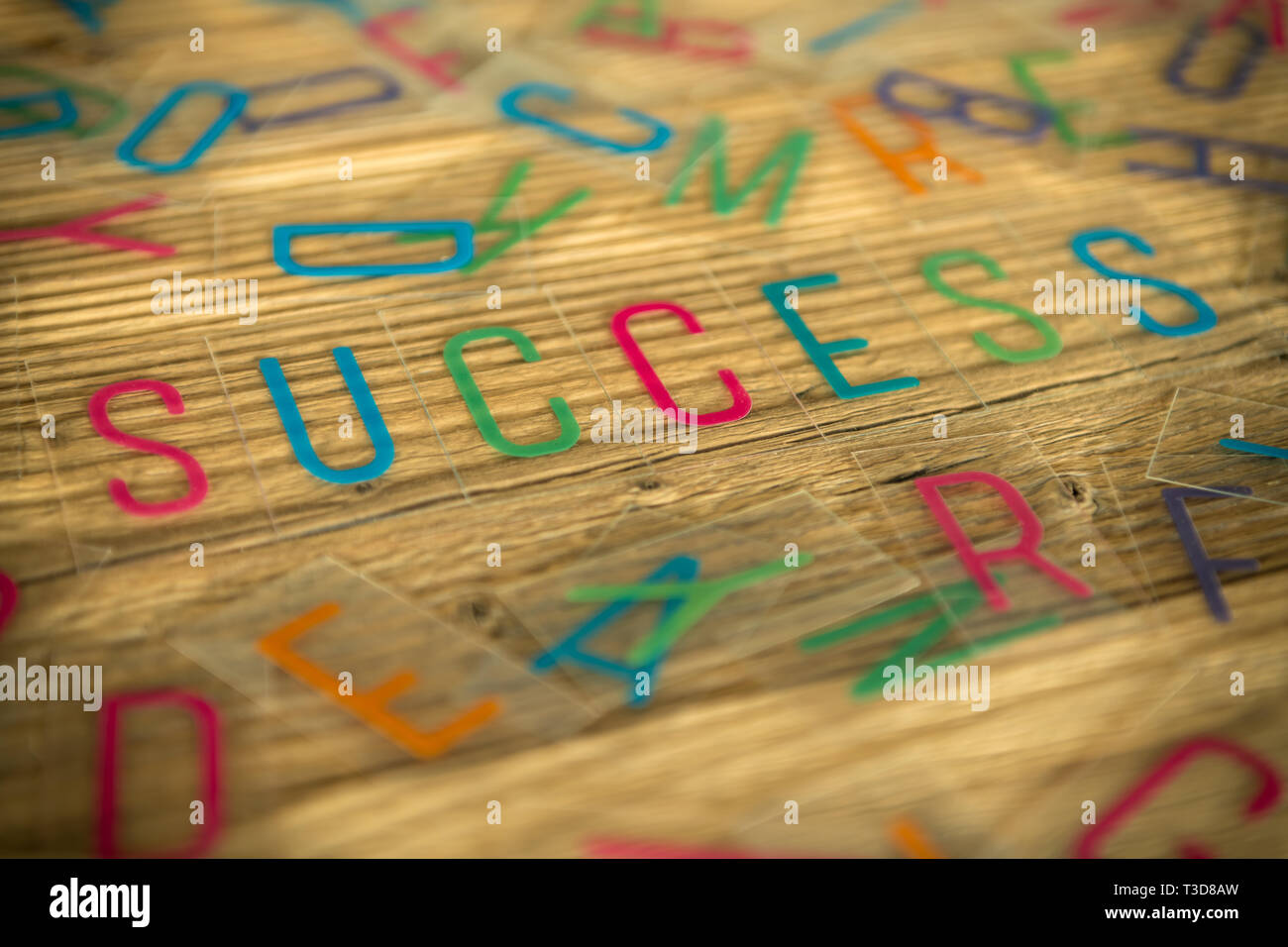 The word success was written in colored letters. Close-up view Stock ...