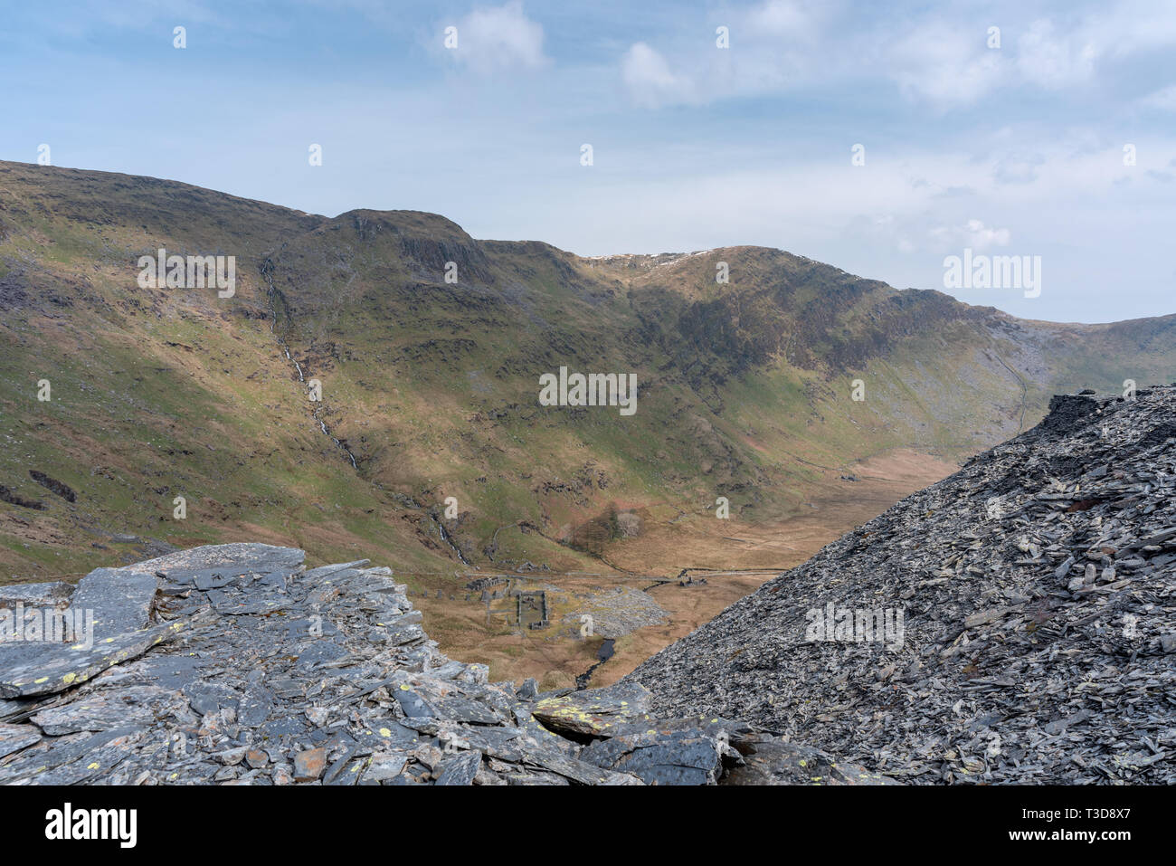 The abandoned Cwmorthin Terrace and Rhosydd Slate Quarry at Blaenau ...