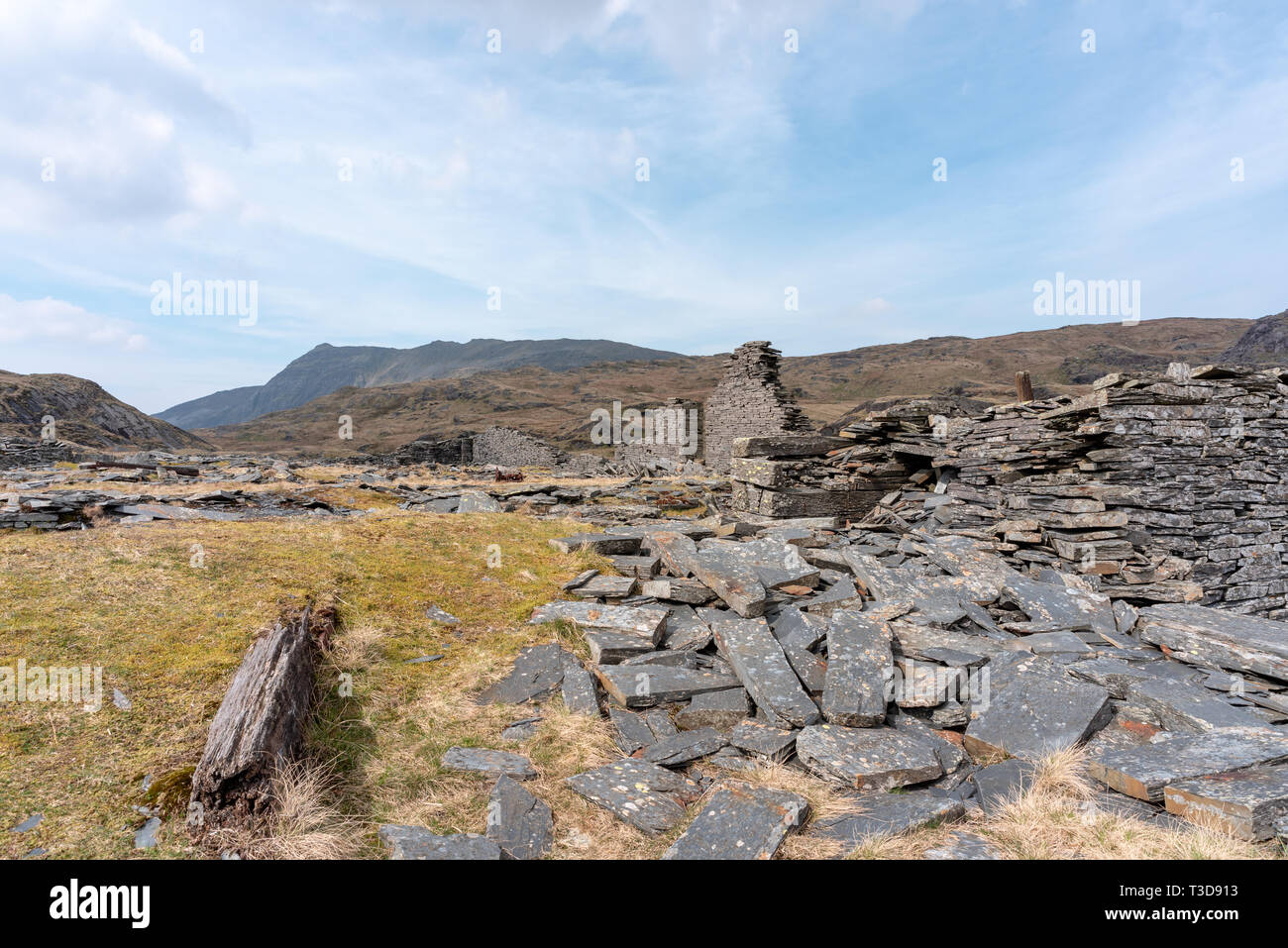 The abandoned Cwmorthin Terrace and Rhosydd Slate Quarry at Blaenau ...
