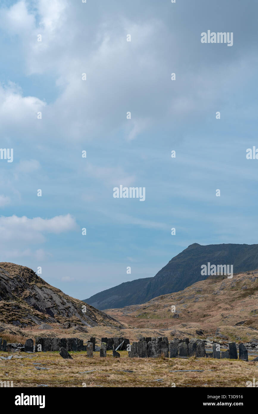The abandoned Cwmorthin Terrace and Rhosydd Slate Quarry at Blaenau ...