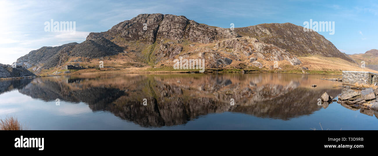 The abandoned Cwmorthin Terrace and Rhosydd Slate Quarry at Blaenau ...