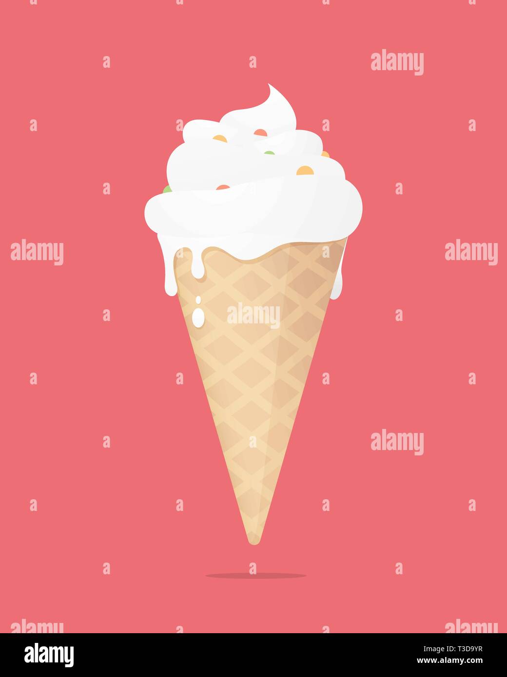Melting Ice Cream Cone Vector