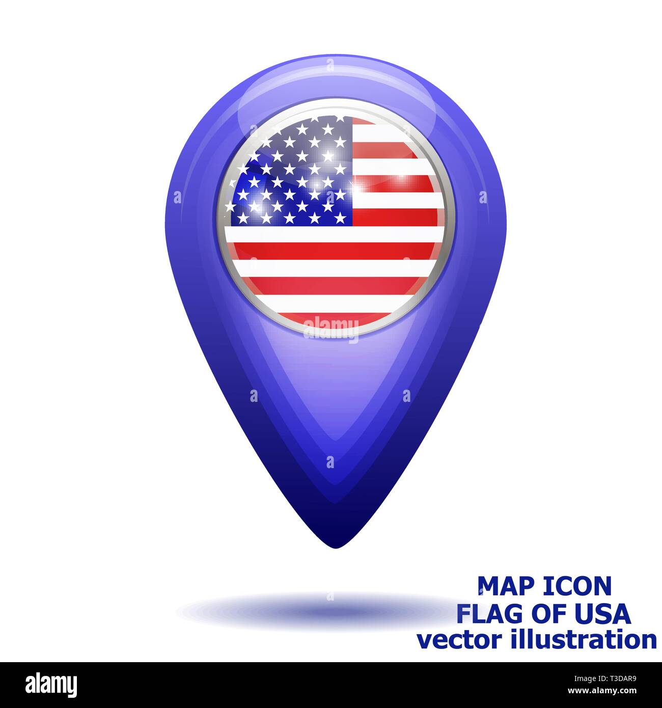 Bright map icon with map of USA. Location Icon vector. Vector ...