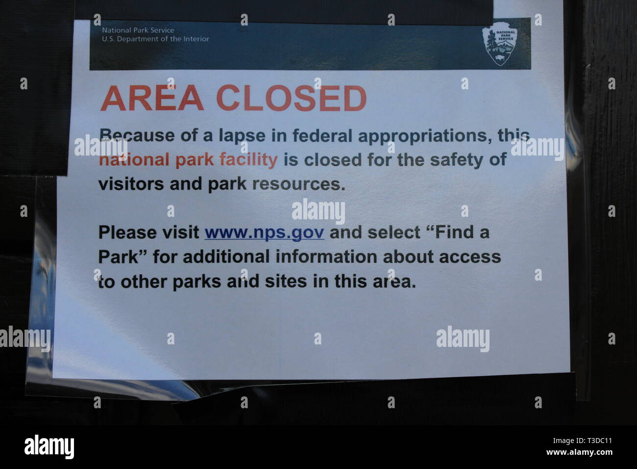 US National Park closed sign Stock Photo - Alamy