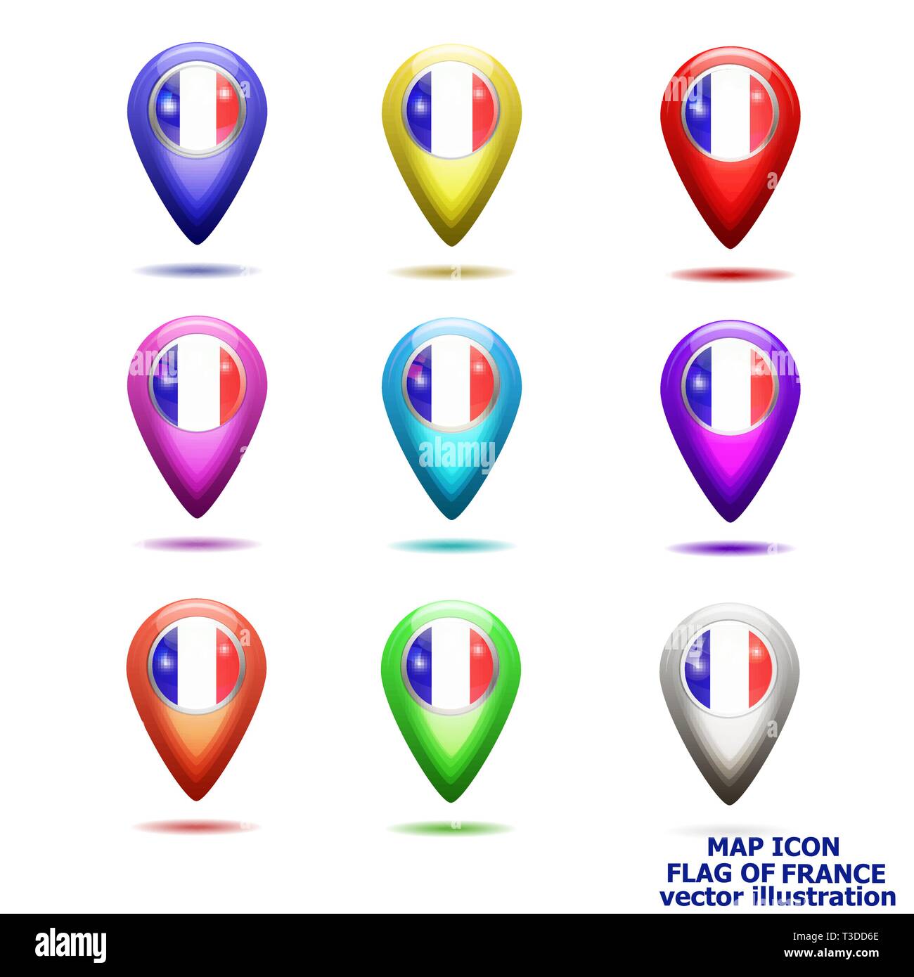 Bright map icon with map of France. Location Icon vector. Vector ...