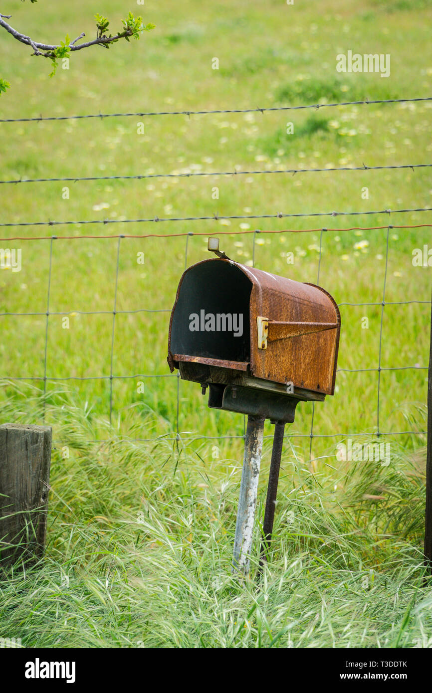An old empty mailbox in Central California's Diablo Mountain Range ...