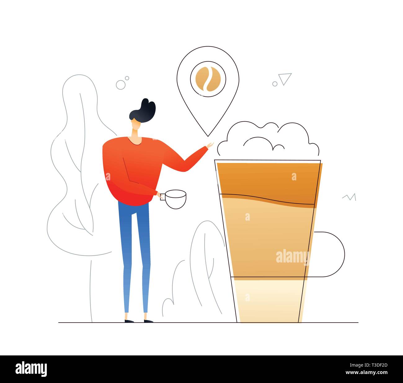 Boy drinking coffee - flat design style colorful illustration Stock ...