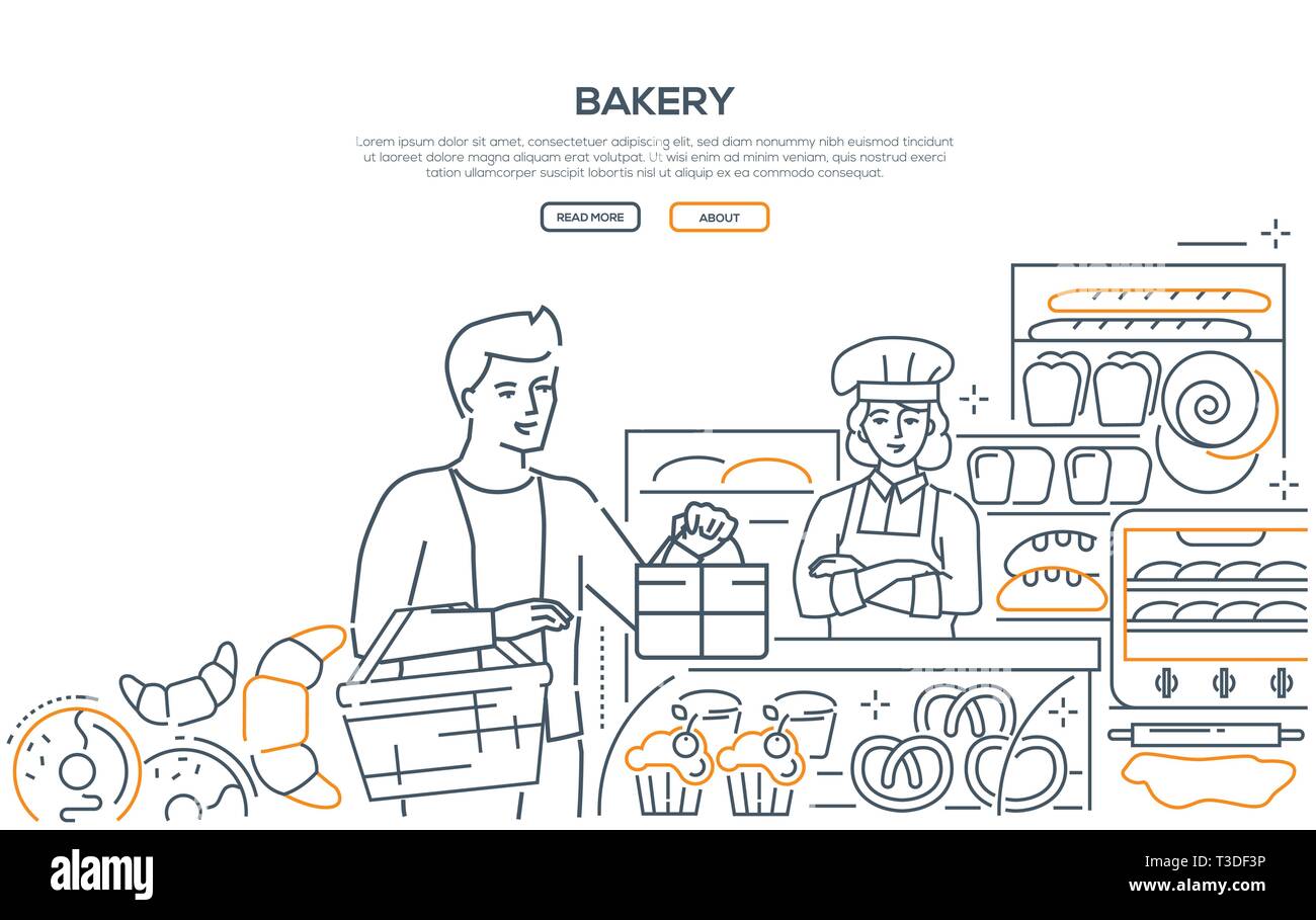Bakery - modern line design style web banner Stock Vector Image & Art ...