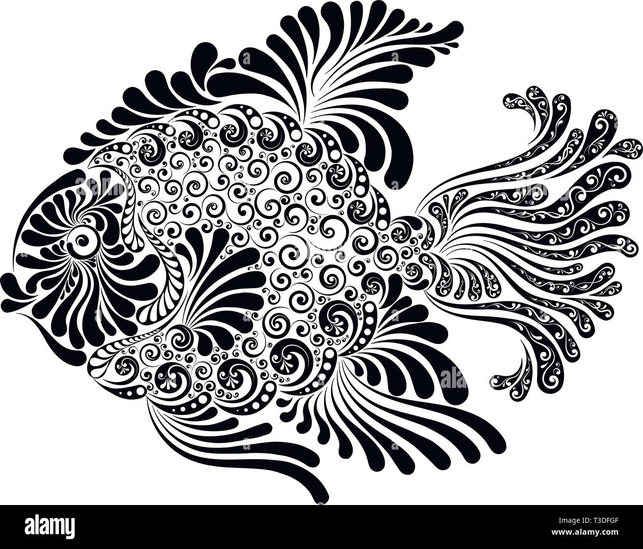 vector illustration of ornamental fish with lush fins Stock Vector ...