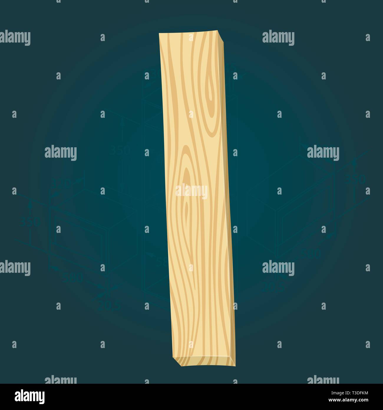 Letter I - stylized vector font made from wooden planks hammered with ...