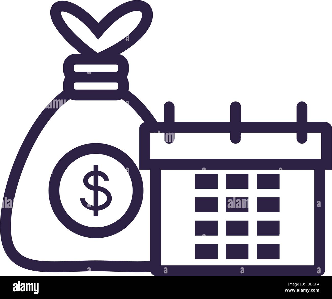 calendar reminder with money bag vector illustration design Stock ...