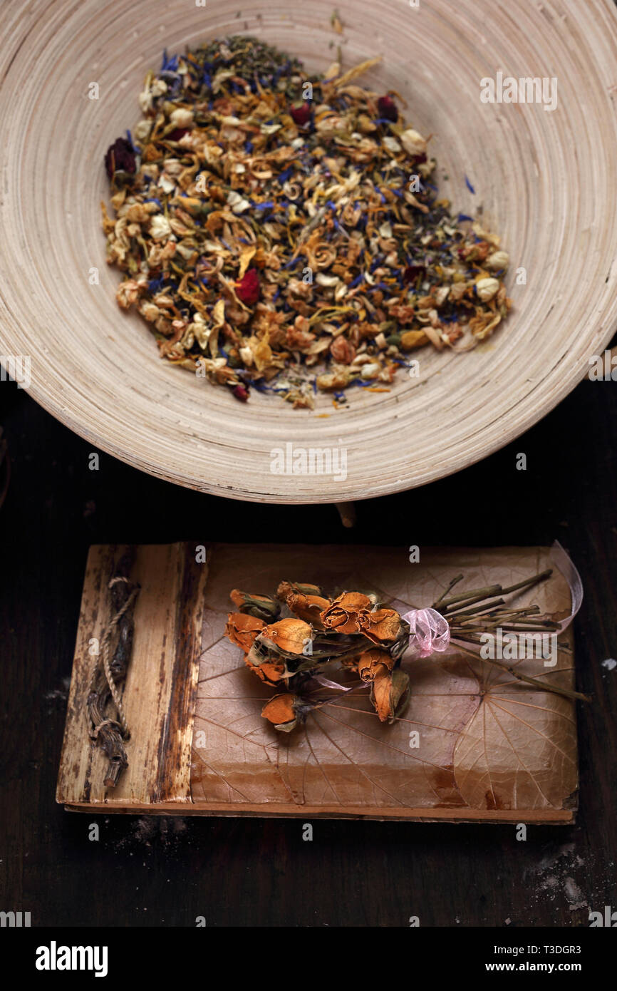 Herbal medicine and natural medicine. Herbalist. Herbal mix Stock Photo ...