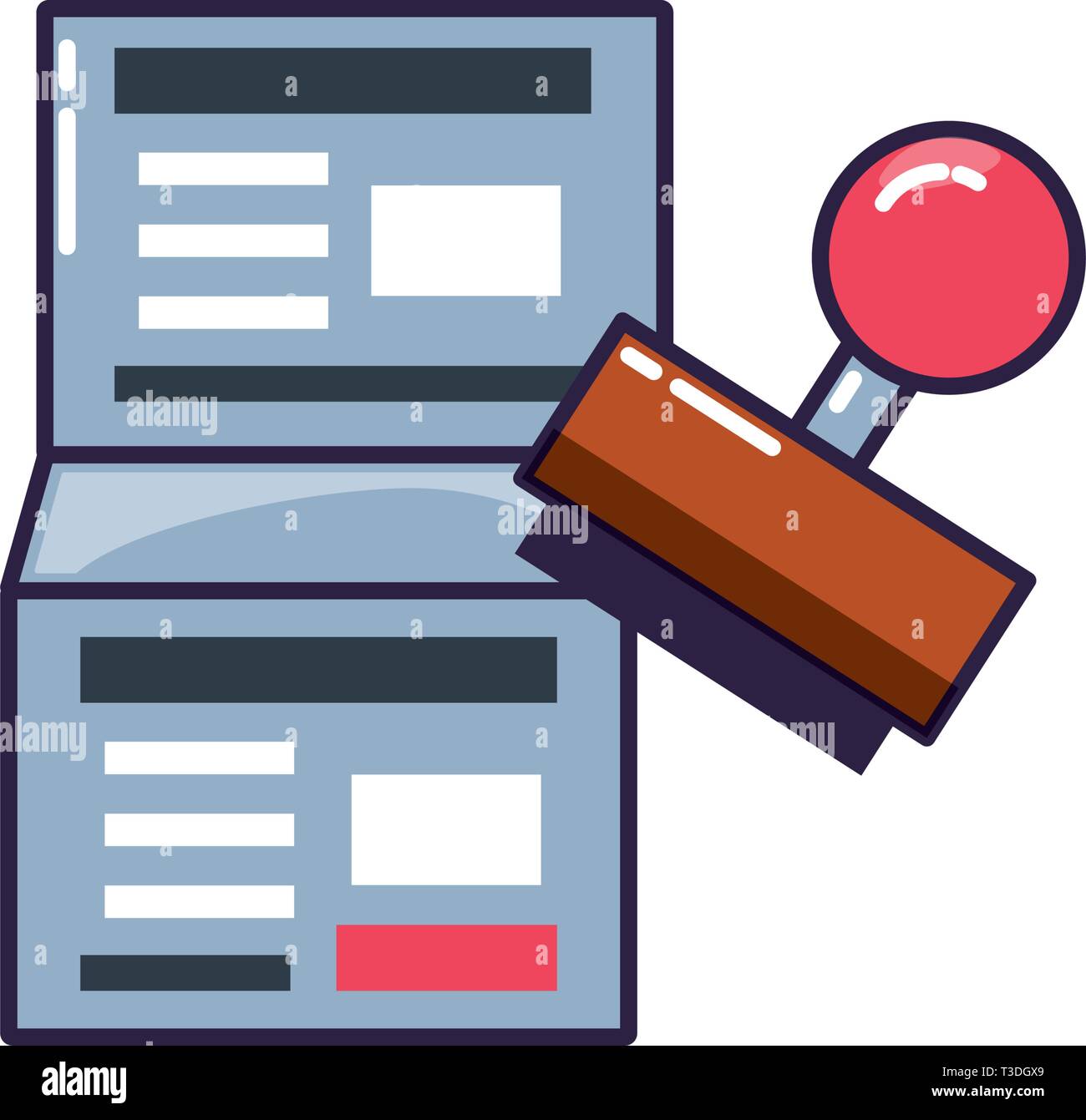 rubber stamp handle with document vector illustration design Stock ...