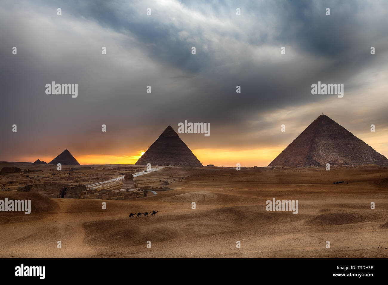 The Great Pyramids at sunset, Giza, Egypt Stock Photo - Alamy