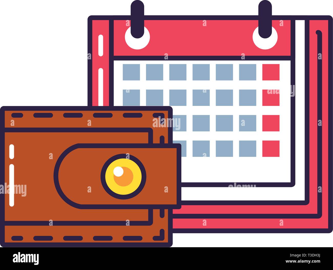 calendar reminder with wallet money vector illustration design Stock ...