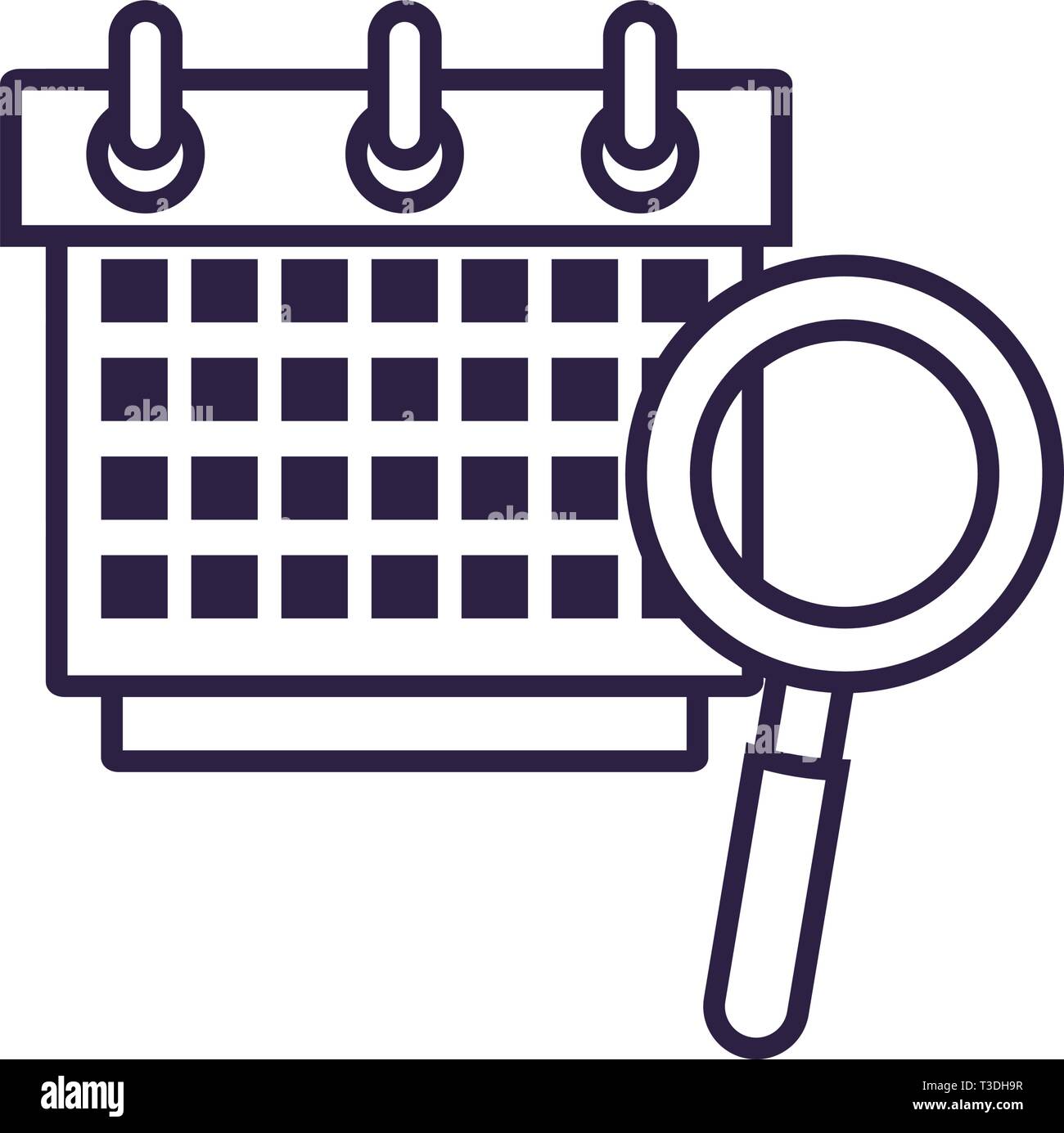 calendar reminder with magnifying glass vector illustration design ...