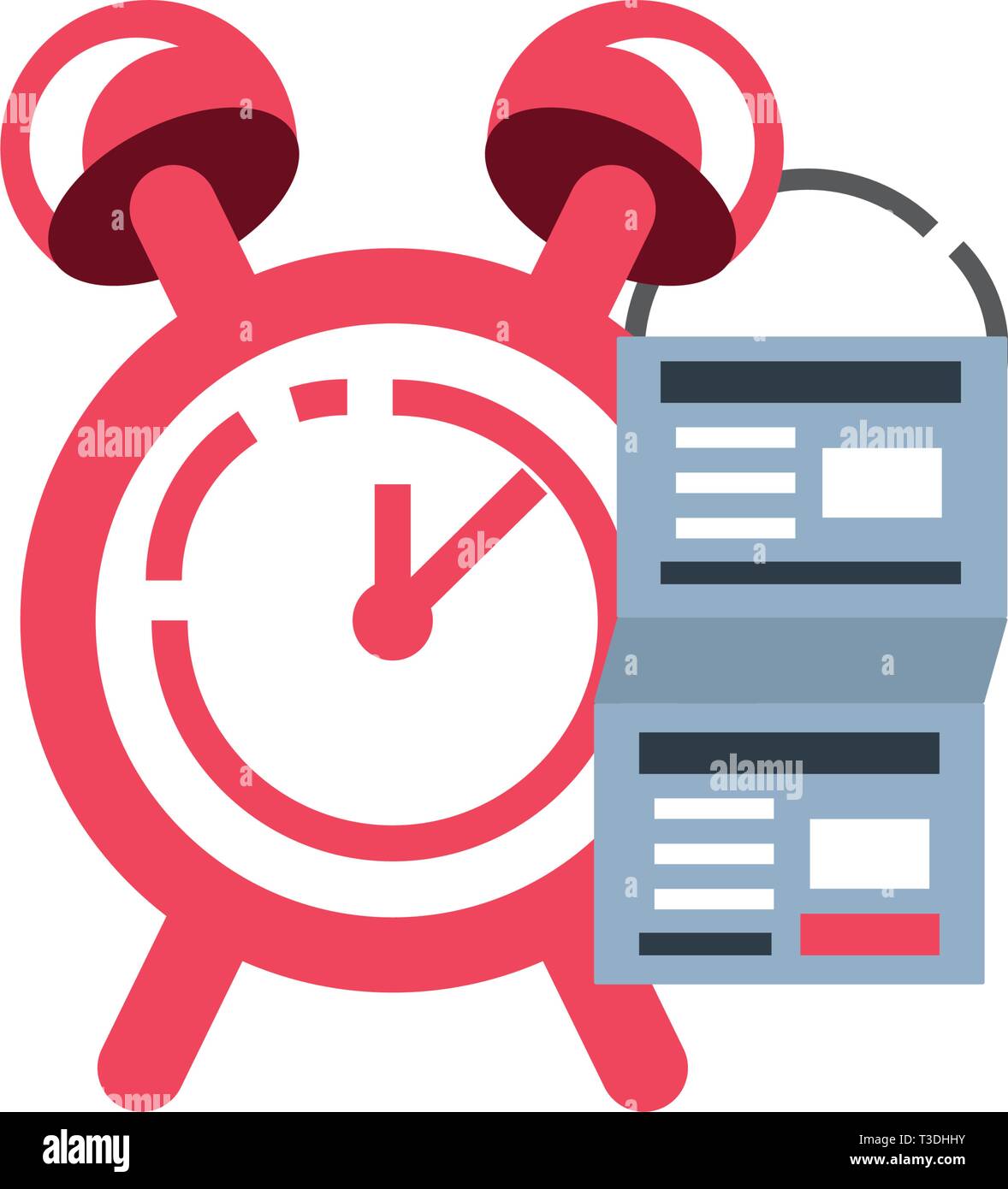 alarm clock with document vector illustration design Stock Vector Image ...