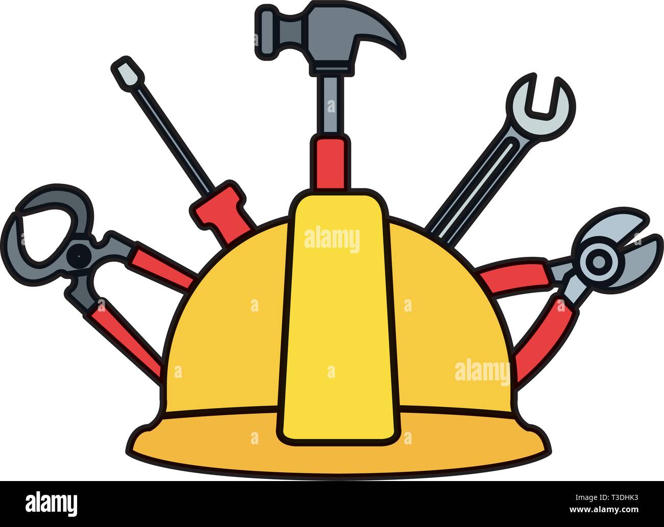 construction helmet with set tools Stock Vector Image & Art - Alamy