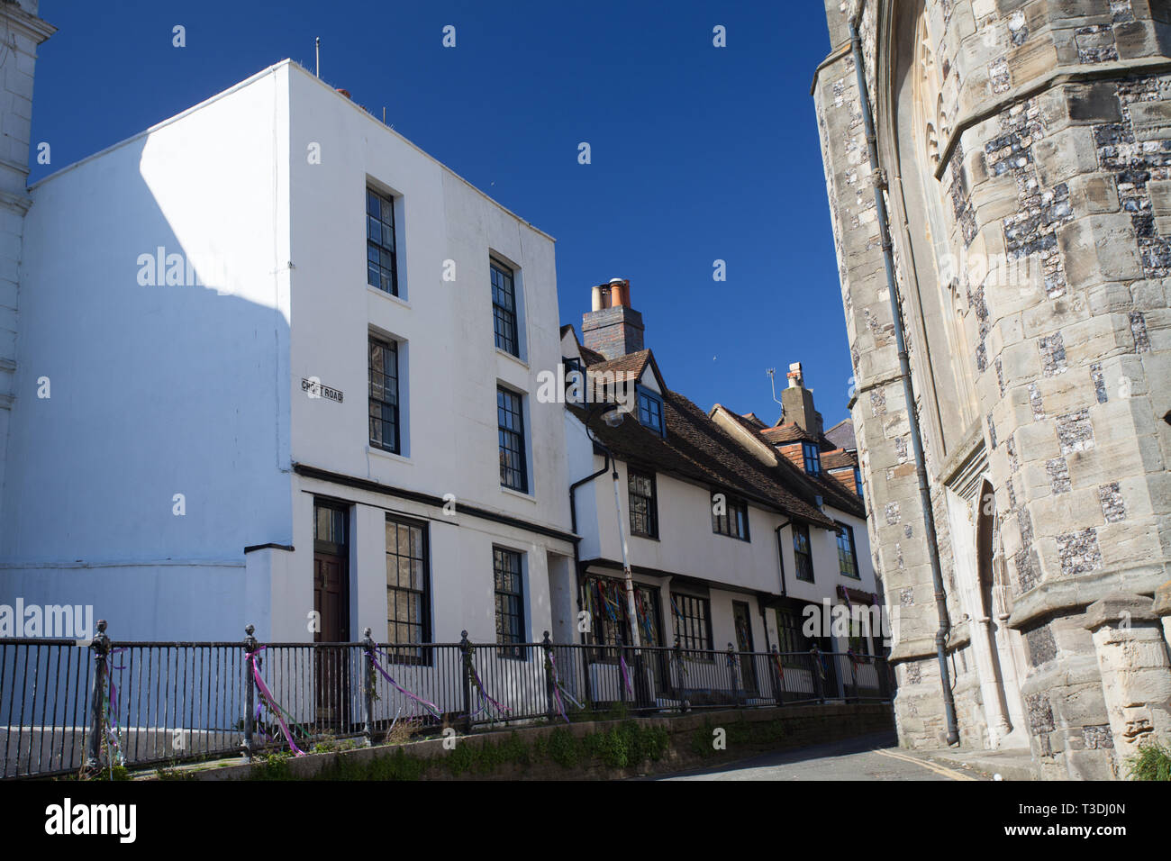 Croft Road railings decorated with ribbons during Jack in the Green ...