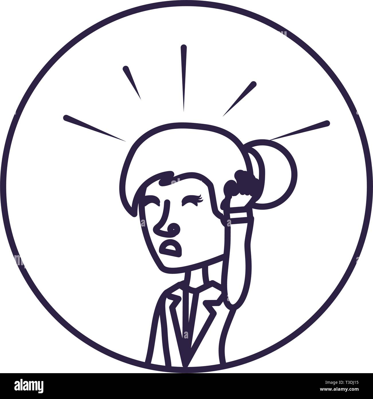business woman stressed in frame circular vector illustration design ...