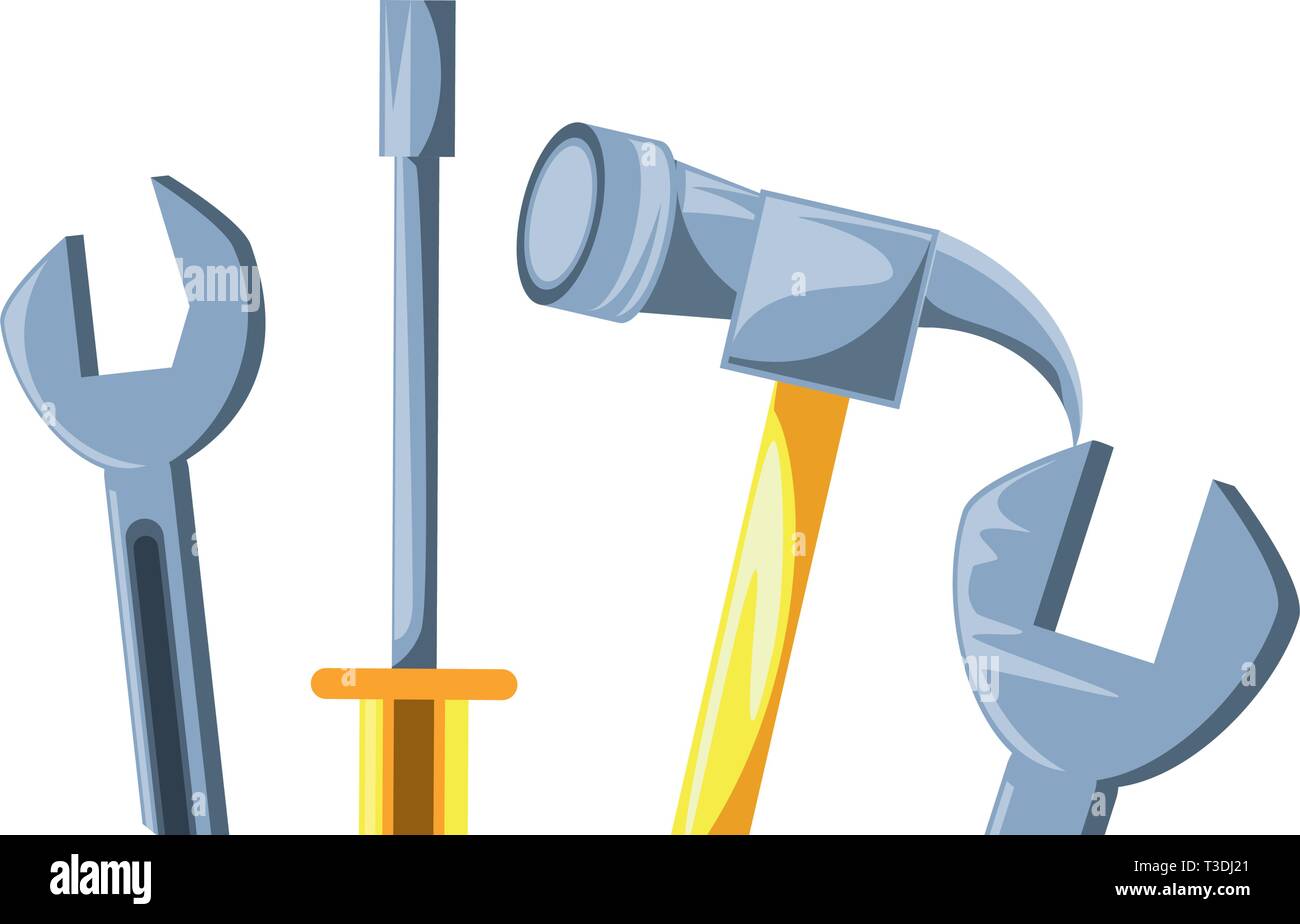 hammer with set tools vector illustration design Stock Vector Image ...
