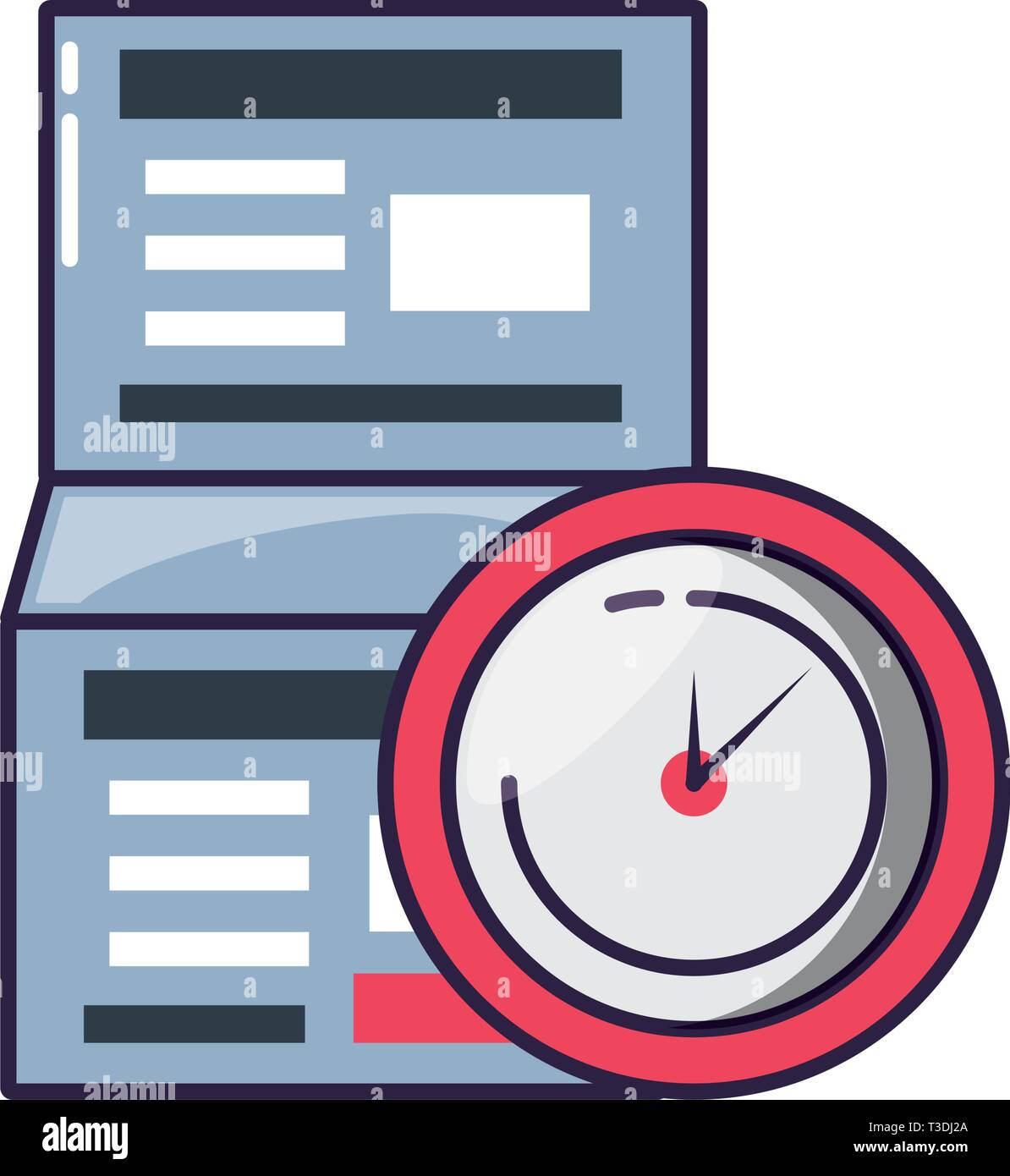 clock time with document paper vector illustration design Stock Vector ...