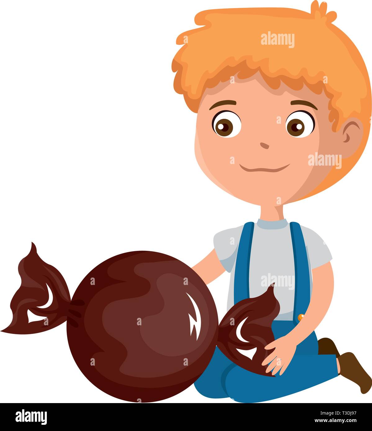 little boy with sweet chocolate candy Stock Vector Image & Art - Alamy