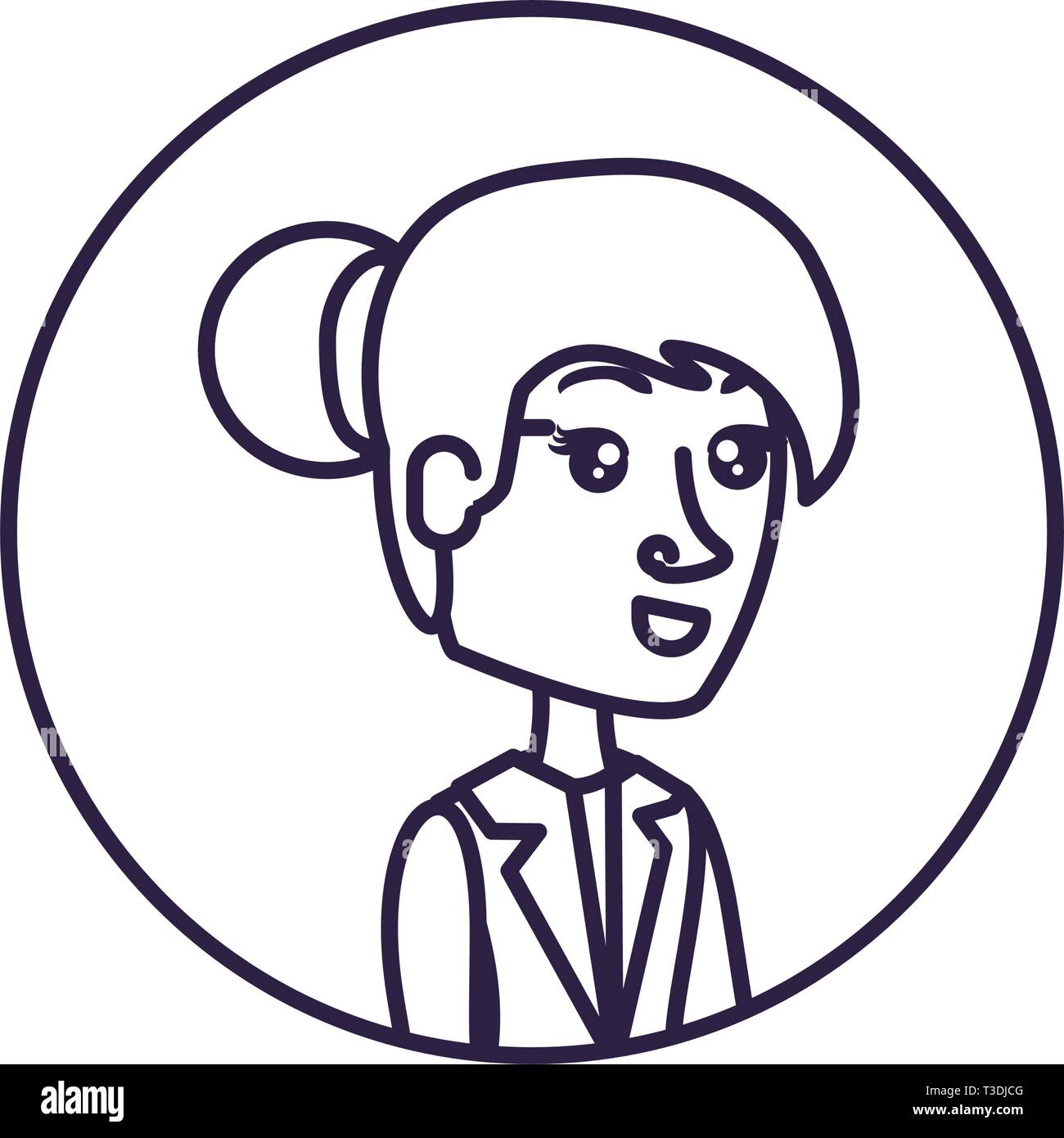 business woman elegant in frame circular vector illustration design ...
