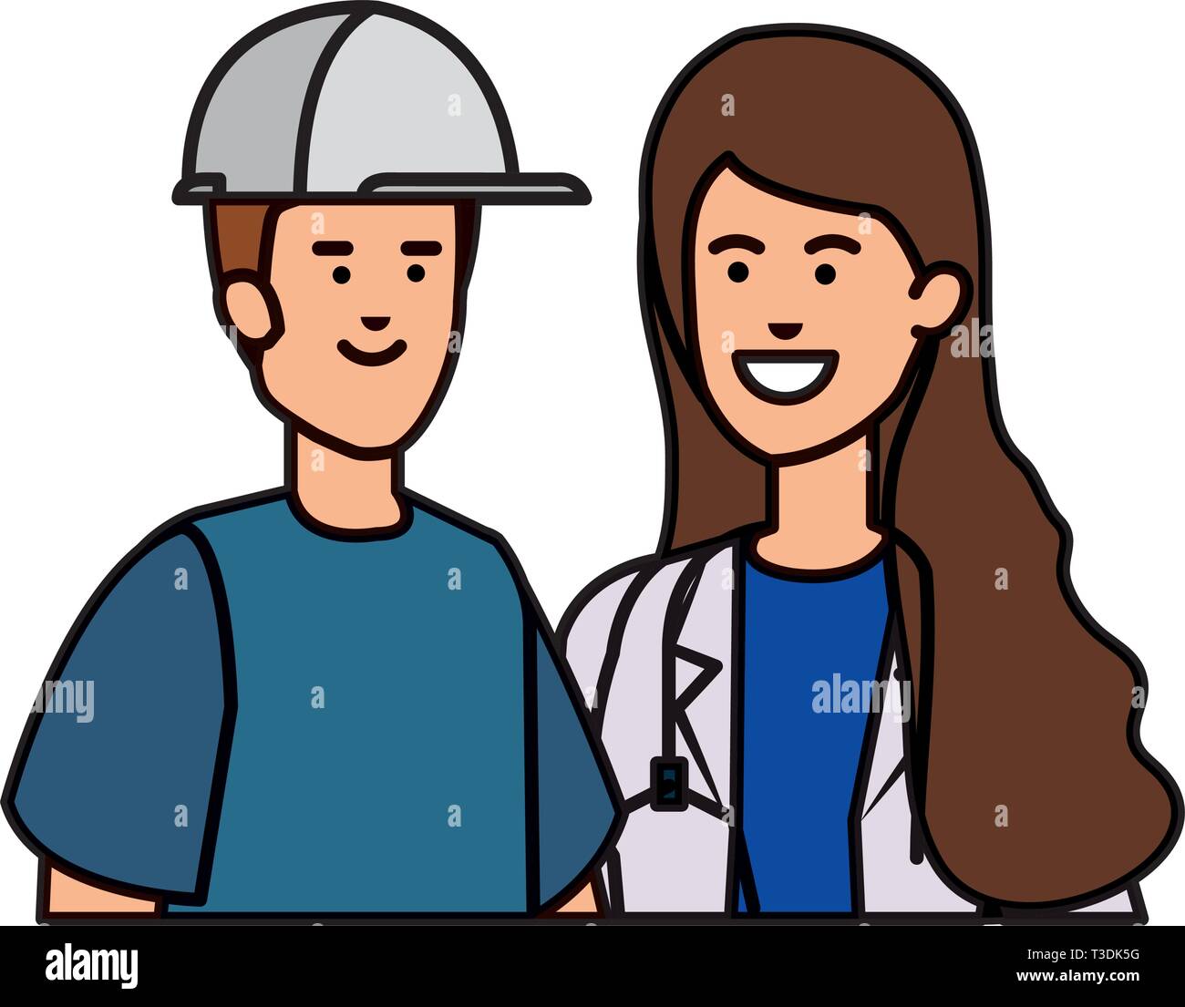 professional female doctor with builder Stock Vector Image & Art - Alamy