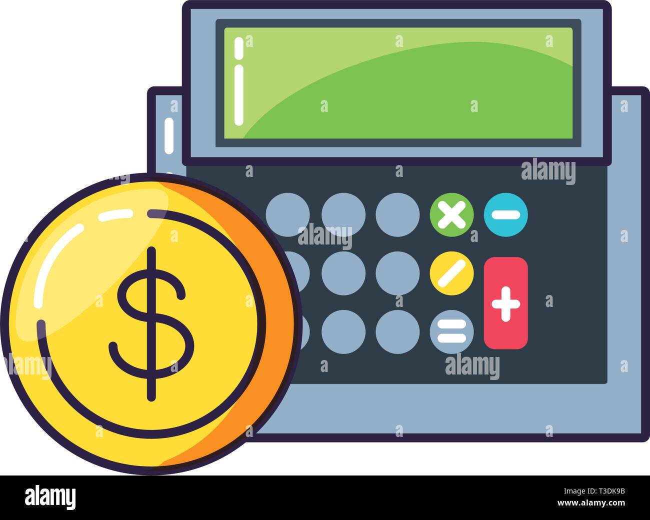 calculator math finance with coin vector illustration design Stock ...