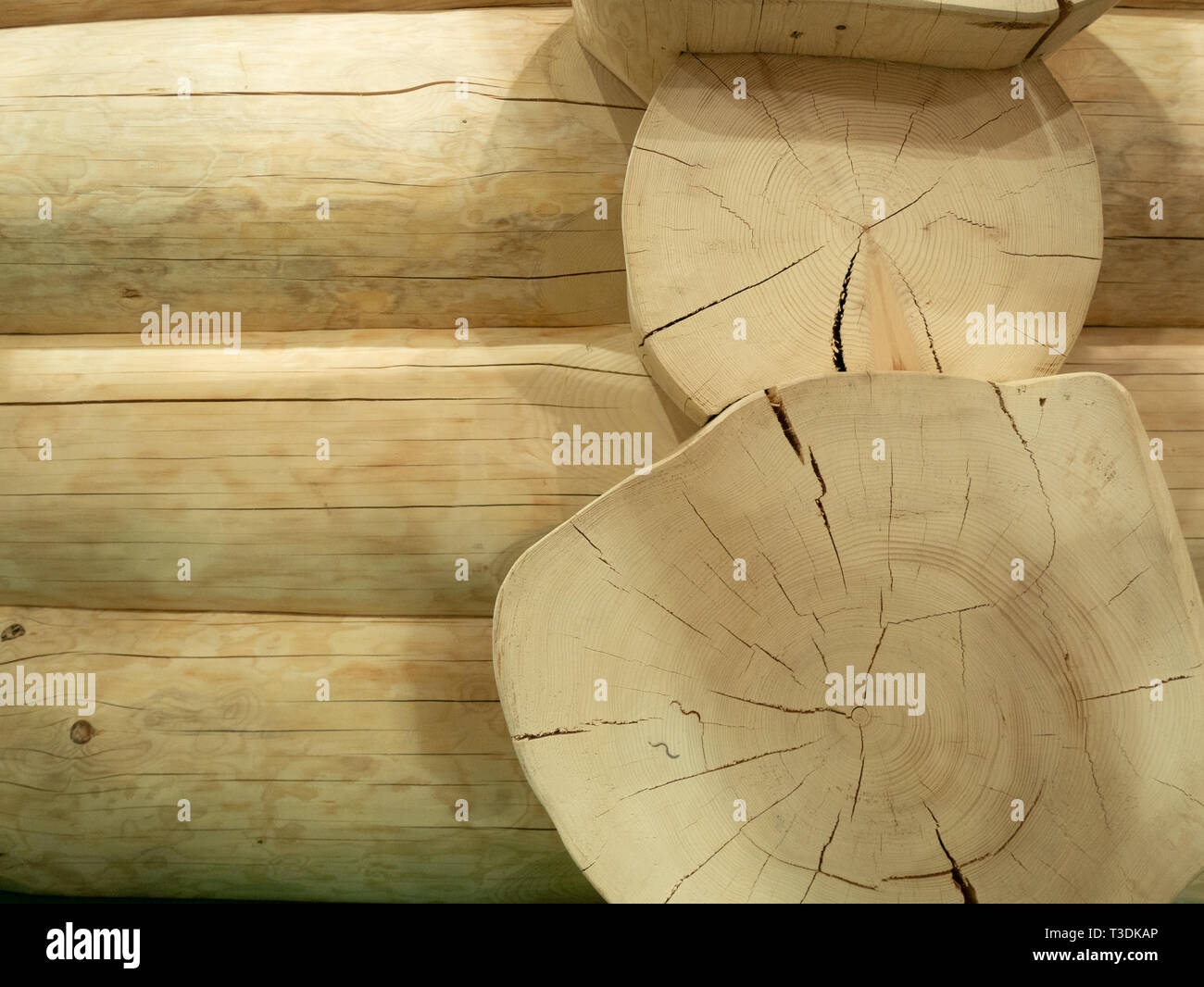 closeup of rural log house building made from timber wood bars Stock ...