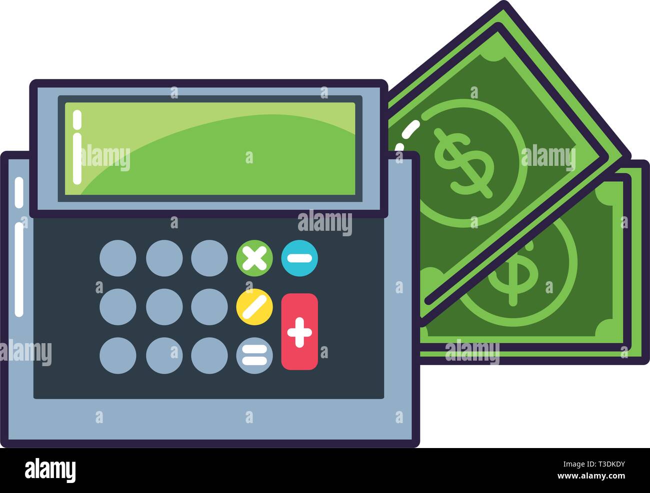 calculator math finance with bills dollar vector illustration design ...