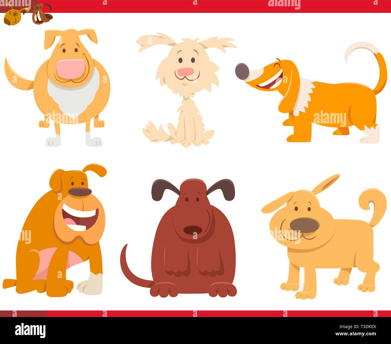 Cartoon Illustration of Funny Dogs or Puppies Pets Animal Characters ...