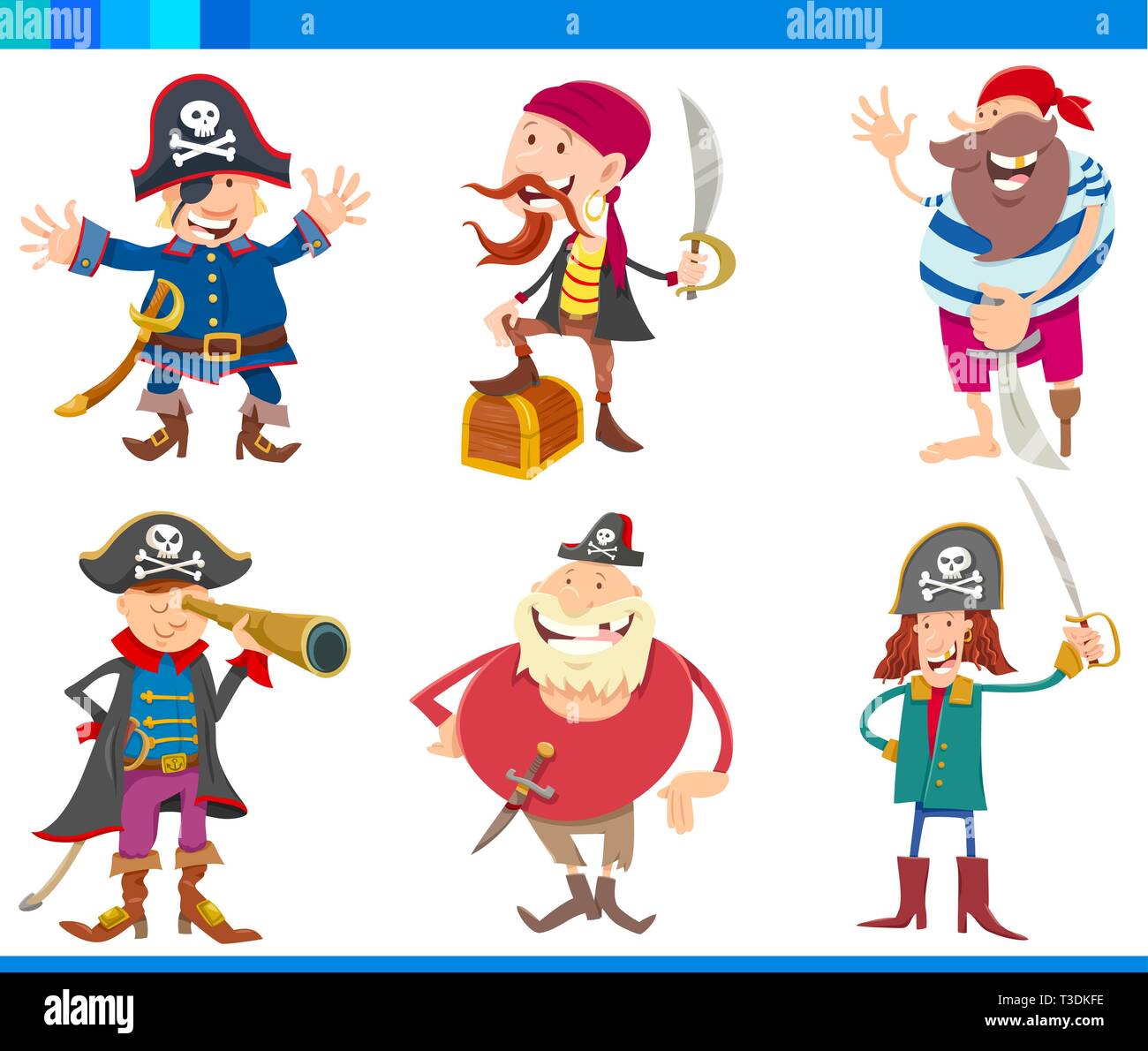 Cartoon Illustrations of Funny Pirates Fantasy or Fairy Tale Characters ...