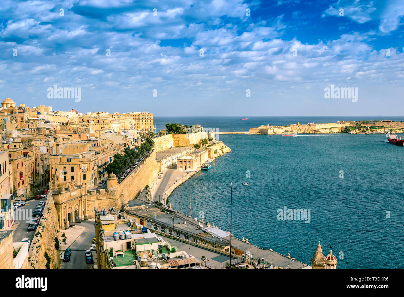 Valletta, Malta: View over Grand Harbor and the city of Valletta from ...